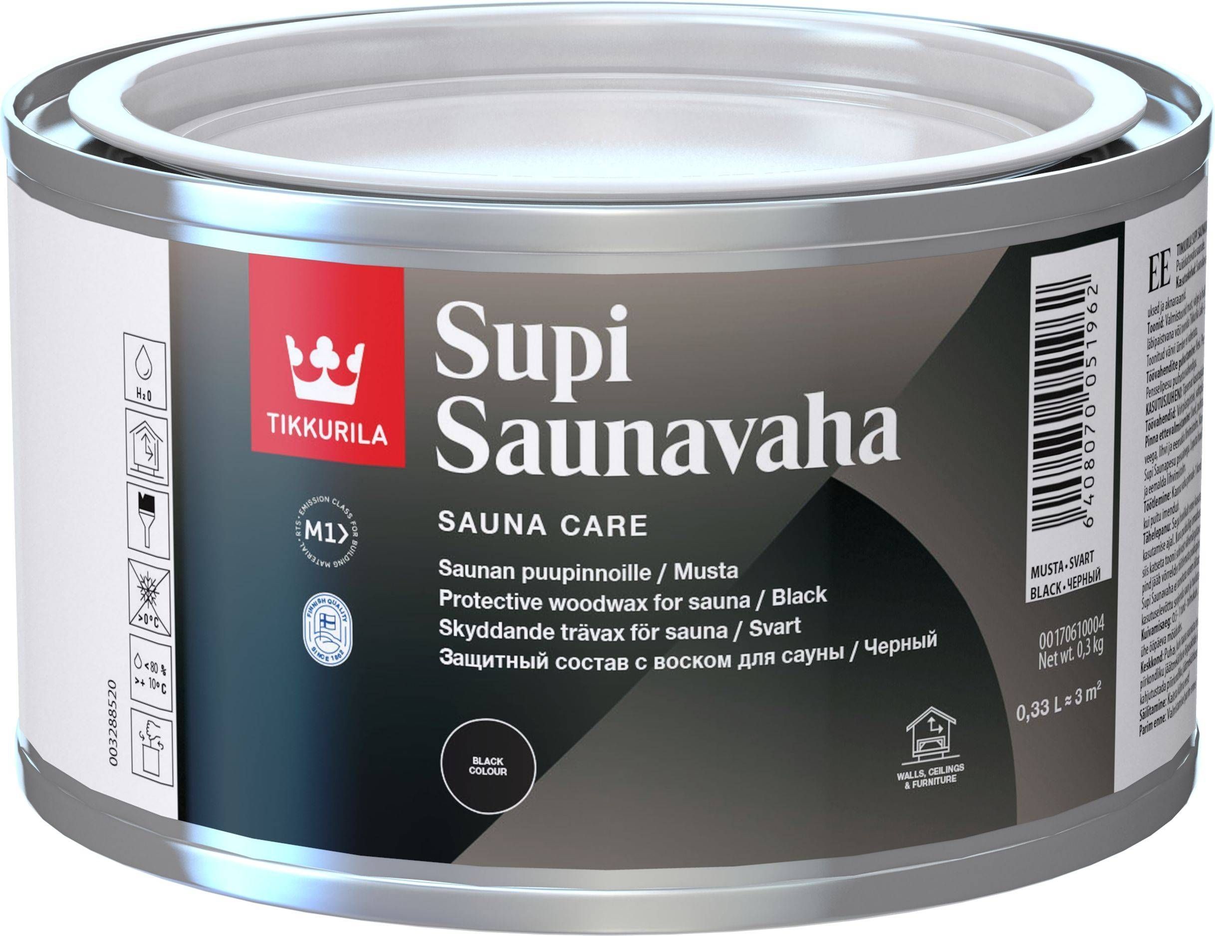 SAUNAKAITSEVAHEND TIKKURILA SUPI SAUNAVAHA 0,33L MUST - Bauhof